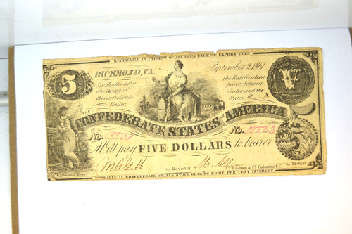 $5 Confederate Note- T36- September 2, 1861- Very Fine | eBay