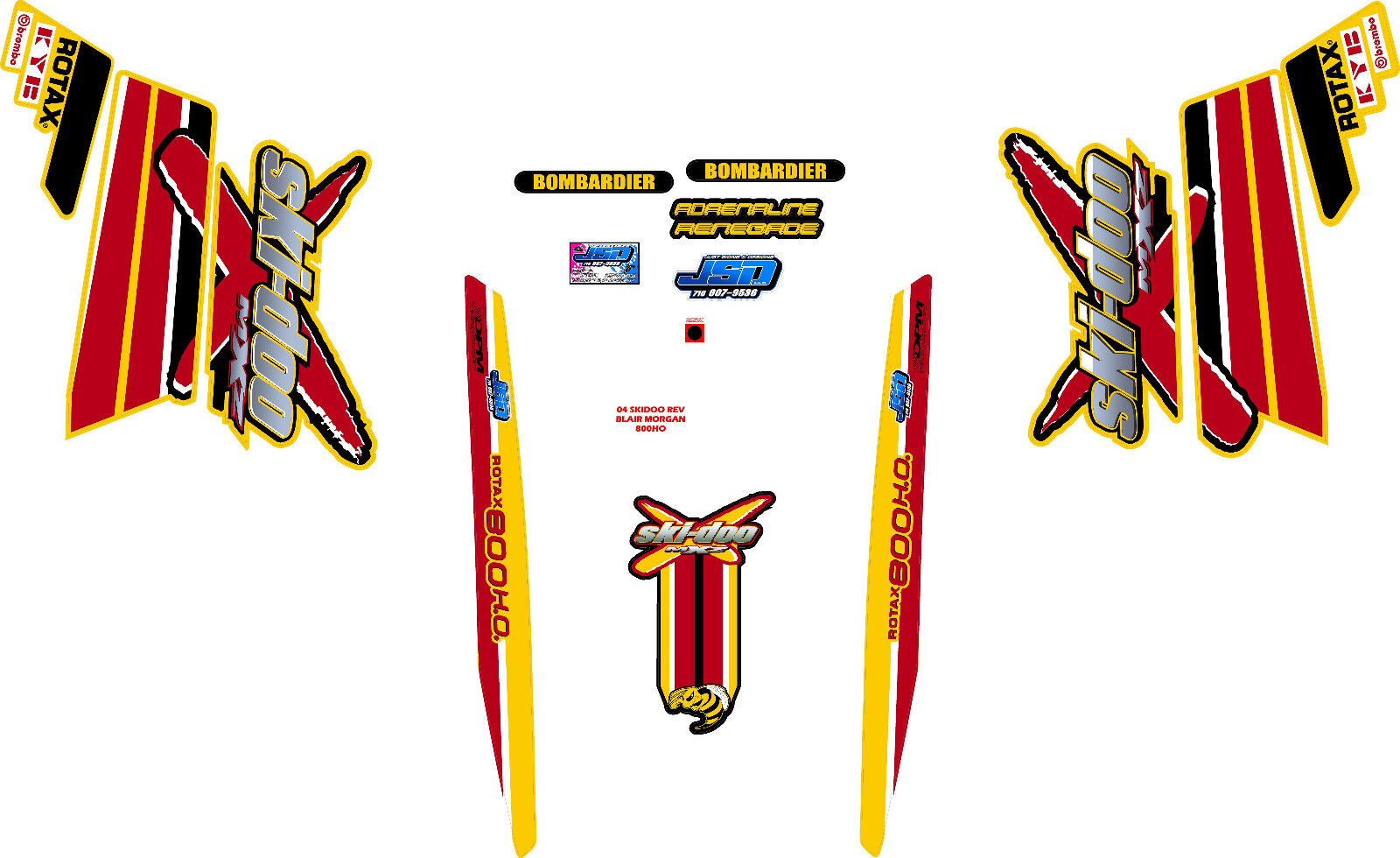 SKI DOO SNOWMOBILE REV BLAIR MORGAN 04 FACTORY REPRODUCTION DECAL KIT ...