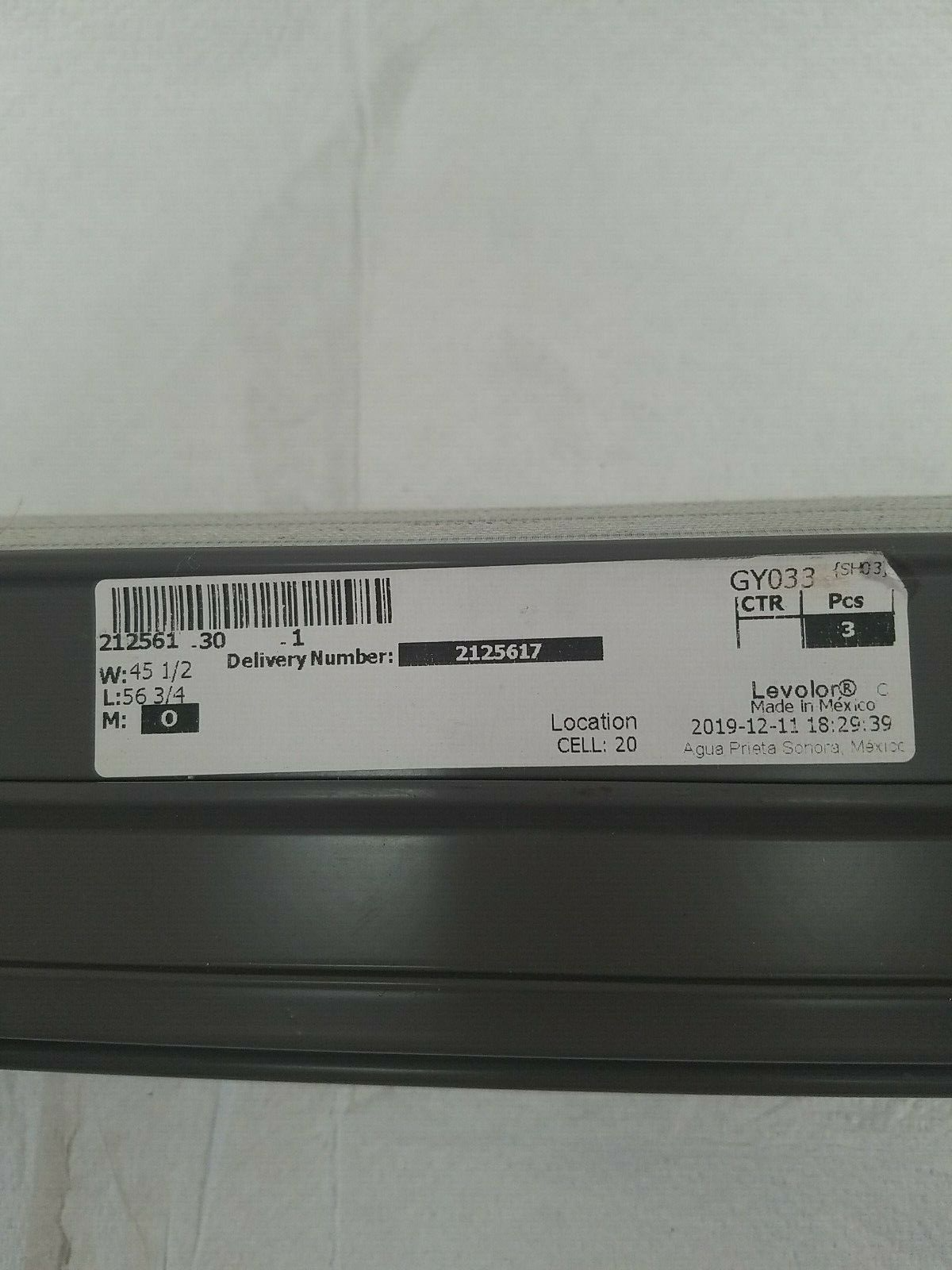 Levolor Banded Gray Roller Shade Motorized Lift-L:56-3/4" x W:45-1/2 ...