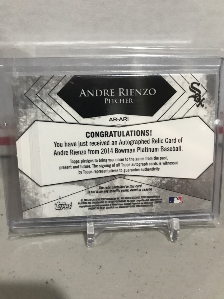 2014 Bowman Platinum Andre Rienzo Auto Game Used Jersey! White Sox Rare ...