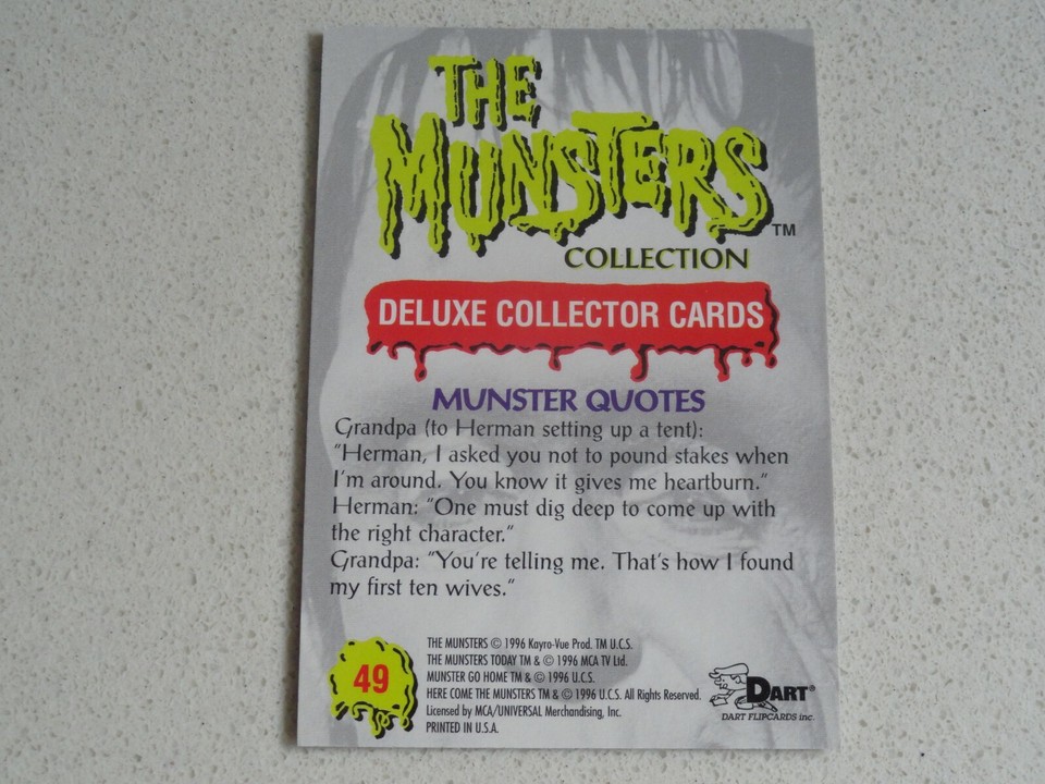 Munster Quotes-Card 49 from The Munsters Collection 1996 Dart Flipcards ...