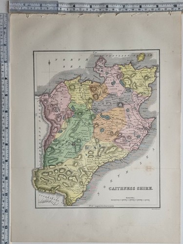 1884 Schottische Landkarte Caithness Shire Gartenlaube Thurso Halkirk ...