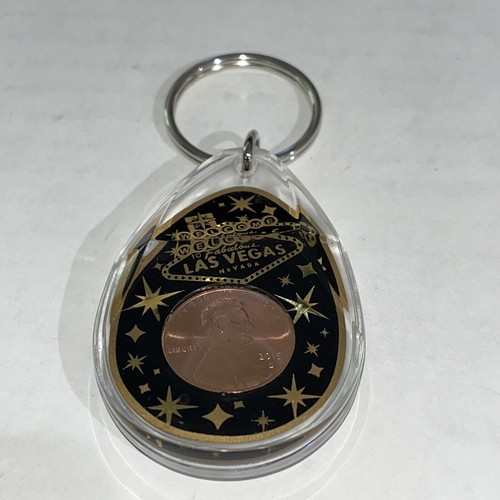 Las Vegas acrylic keychain- penny in it- NWOT souvenir- casino, Strip ...