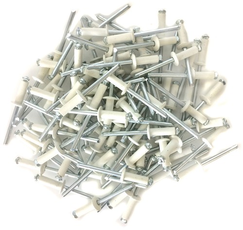 100 3/16" Small Head White Painted Aluminum Exploding Pop Rivets #1282 ...