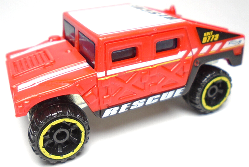 2014 HOT WHEELS GENERAL CORP RESCUE RED & WHITE 2 5/8" HUMMER SUV WITH ...