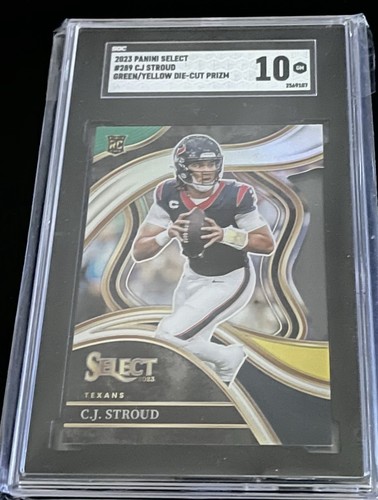2023 Panini Select CJ Stroud Texans SGC Die Cut Green Yellow Prizm RC ...