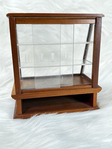 Vintage Mini Display Case Cherry Wood With Acrylic Shelves | eBay