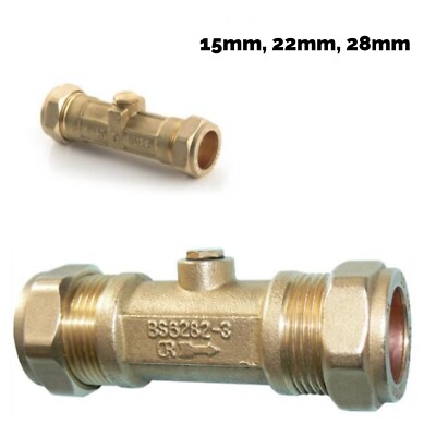 Brass Double Check Valves - 15mm, 22mm, 28mm - Compression None Return ...
