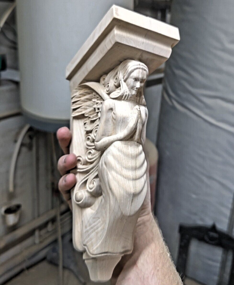 10" Angel Corbel, Wooden Corbel, Rustic Corbel, Fireplace Surround ...