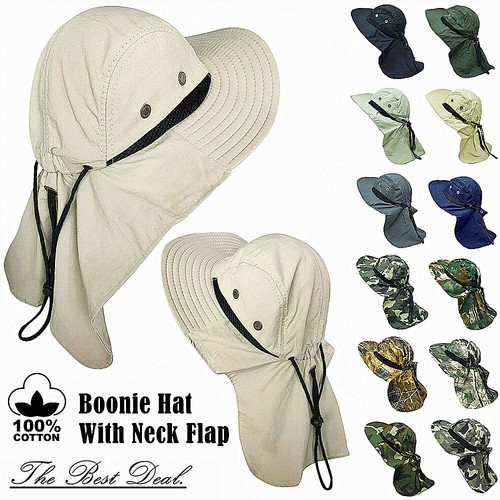 Boonie Snap Hat Outdoor Wide Brim Neck Flap Cover Sun Bucket Hats | eBay