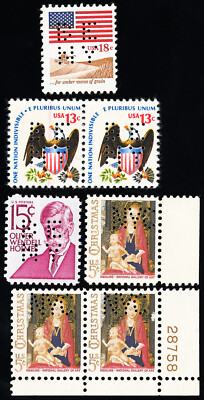 US Stamps MNH Lot Of 7 Various Perfins | eBay