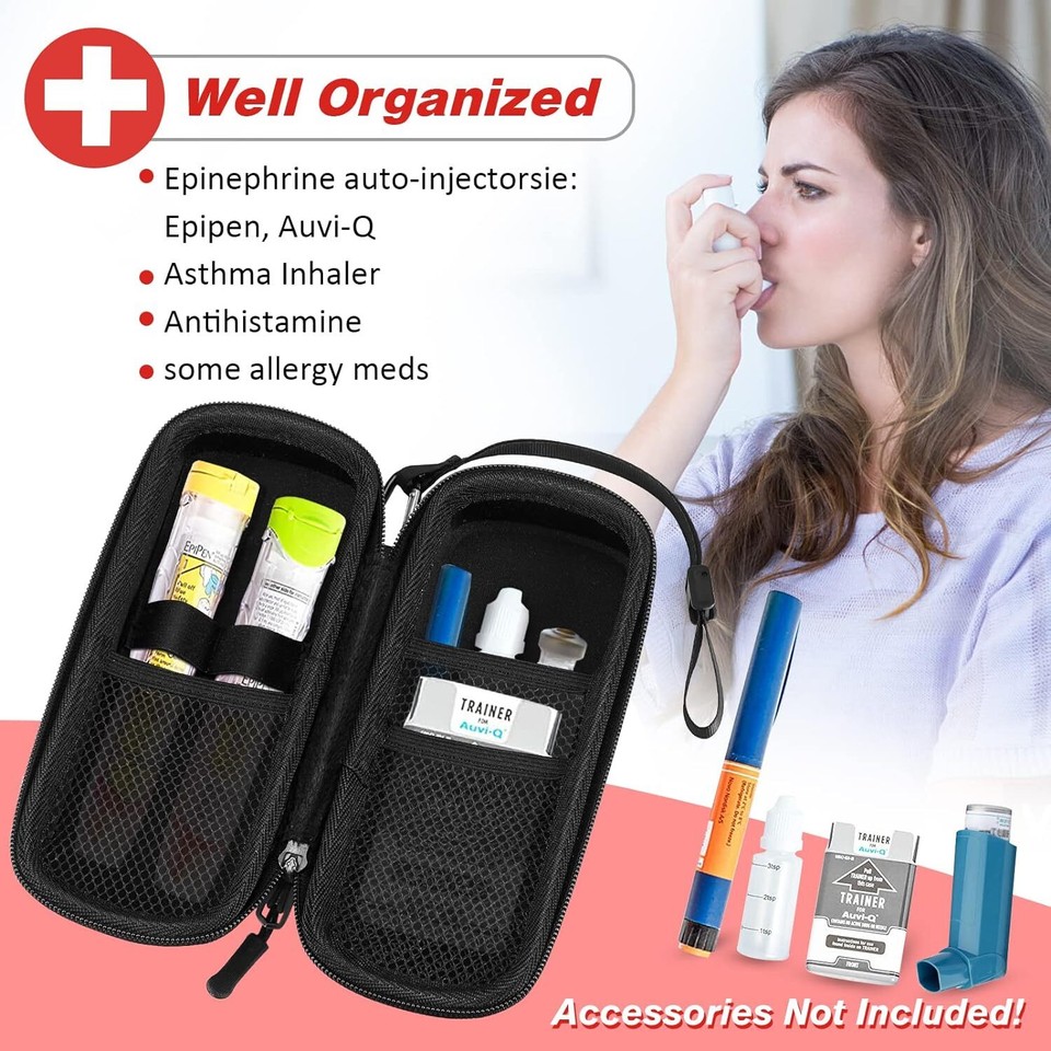 Epipen Medical Carrying Case Hard Shell Travel Medication Organizer Bag ...
