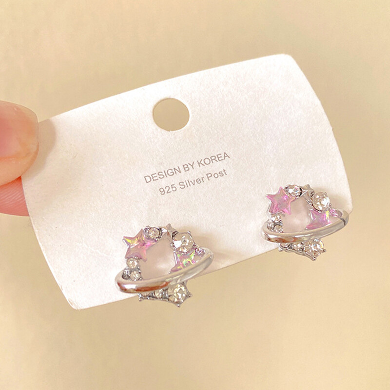 1Pair Exquisite Fashion Mini Star Earrings Cute Shiny Rhinestone ...