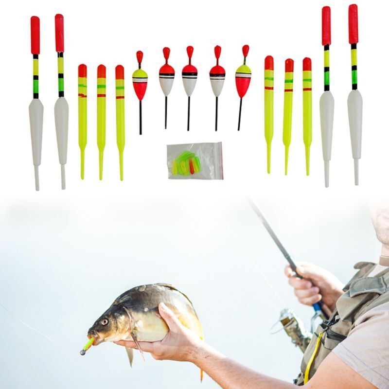 15 Pcs Sea Fishing Floats Set Vertical Buoy Bobber Assorted Size Fish ...
