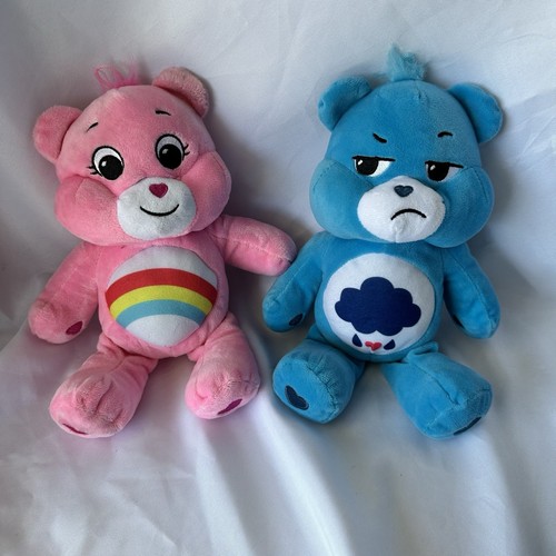 Care Bears Cheer And Grumpy Bear 14in Plush 2022 Pink/Blue Happy/Mad ...