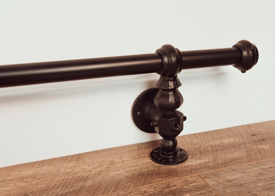 Industrial foot rail, black, home bar, vintage,metal, cast iron ...