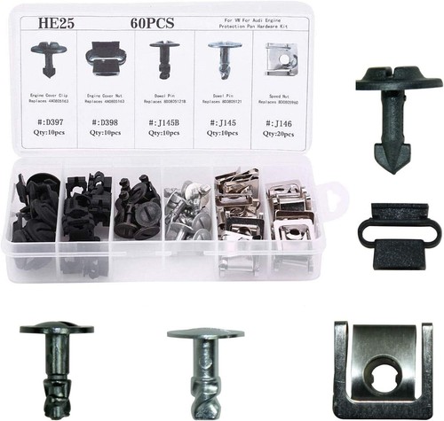 60Pcs Engine Undertray Cover Clips Bottom Metal Screw Bolt Kit for Audi ...