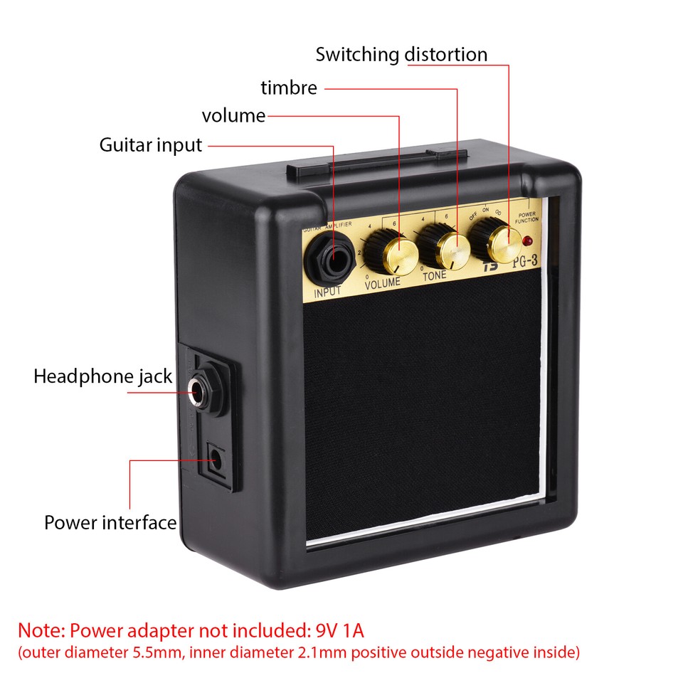 3W Mini Electric Guitar Amplifier Travel Portable Desktop Practice Amp ...