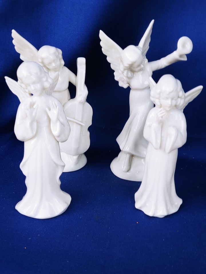 Vintage DRESDEN ANGELS with INSTRUMENTS Porcelain SET Lot of 8 RARE ...