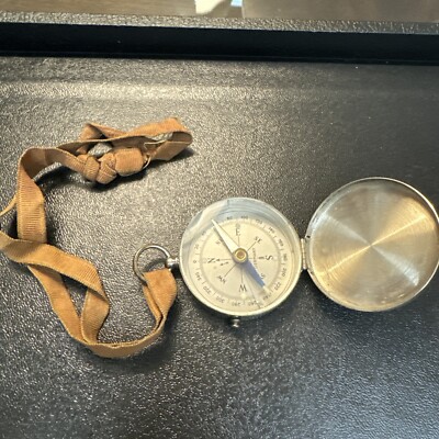 VINTAGE ANTIQUE BRASS COMPASS MADE IN GERMANY WITH HINGED TOP LID | eBay