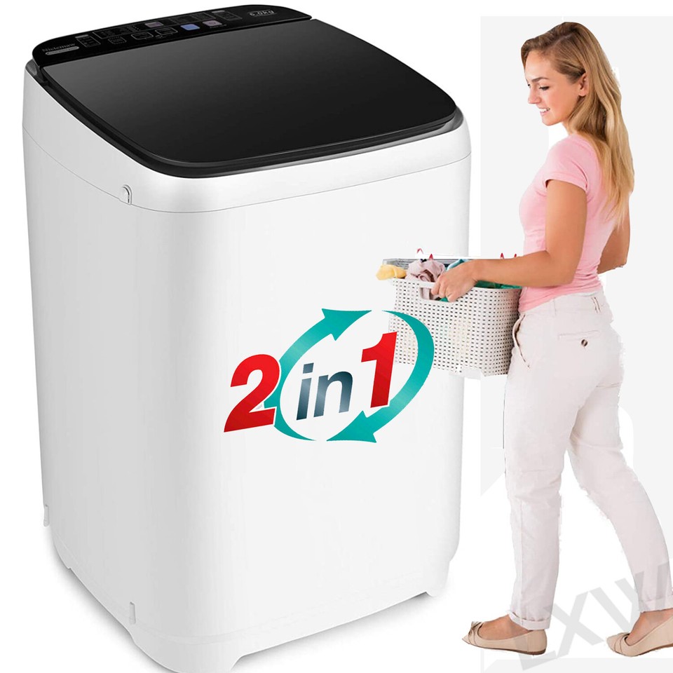 17.6lbs 2 IN1 Auto Washing Machine Set Portable Compact Laundry washer ...