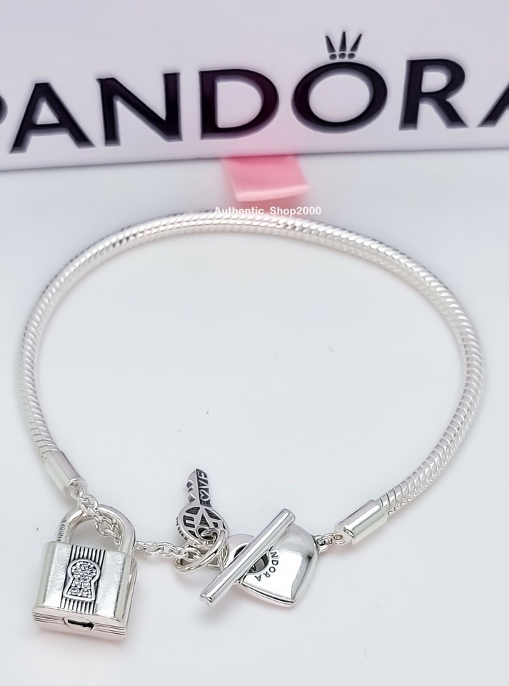 NEW 100% Authentic PANDORA 925 Padlock and Key Charm Bracelet Gift Set ...