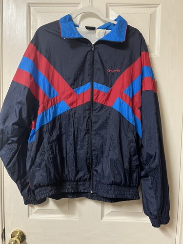 Vtg 90's Spalding Men's Blue Red COLOR BLOCK nylon CHEVRON Track Suit ...