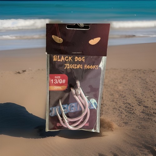 Black Dog Jigging Hooks 3 Pack Size 13/0# Japanese Wide Gap Hooks Brand ...
