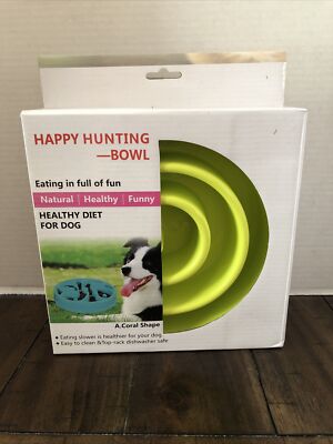 M Coral Shaped Happy Hunting Dog Bowl For Healthy Diet For A Dog Lime ...
