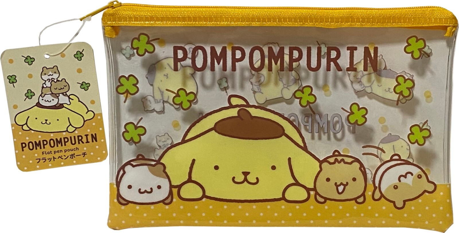 Sanrio Pompompurin Flat vinyl Zipper Pen Case Multi Pouch Cosmetics Bag ...