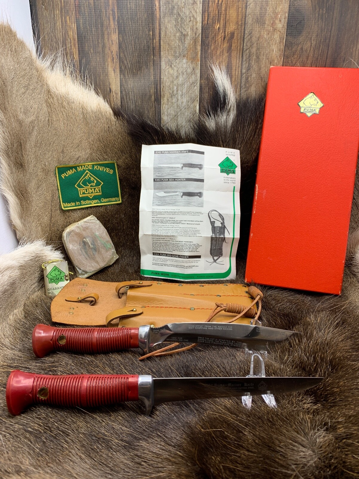 1978 Vintage 6364 Puma Big Game Fisher Knife Set & Sheaths + Tag - Mint ...