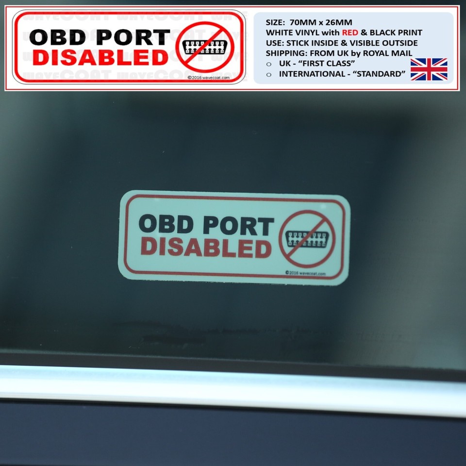 2 x WINDOW WARNING STICKERS INTERNAL GPS TRACKER OBD PORT DISABLED ...