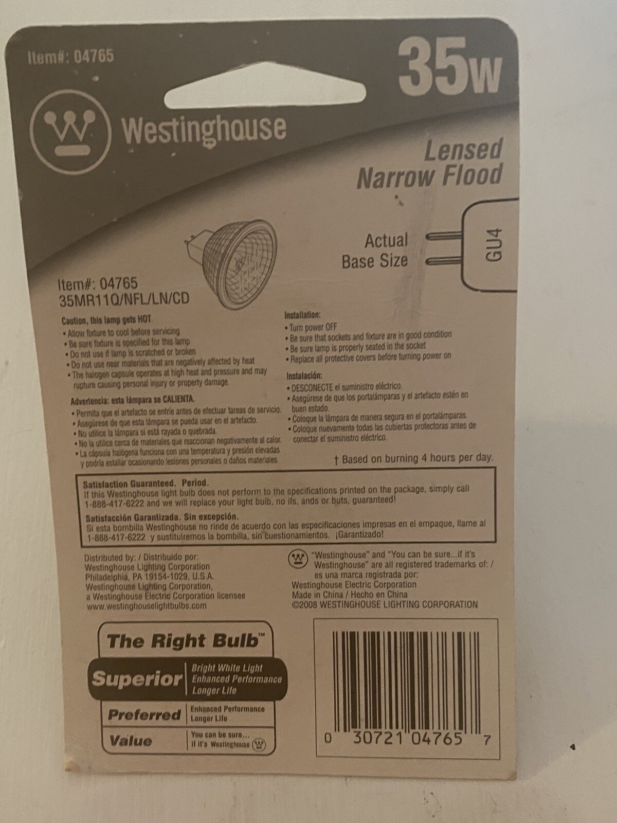 Westinghouse Halogen Light Bulb 35 Watts 360 Lumens Floodlight Mr11 Gu4 ...