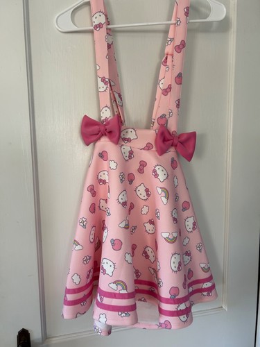 NWOT Hot Topic Sanrio HELLO KITTY Puffy Bow Suspender Skirt Pink Sz ...