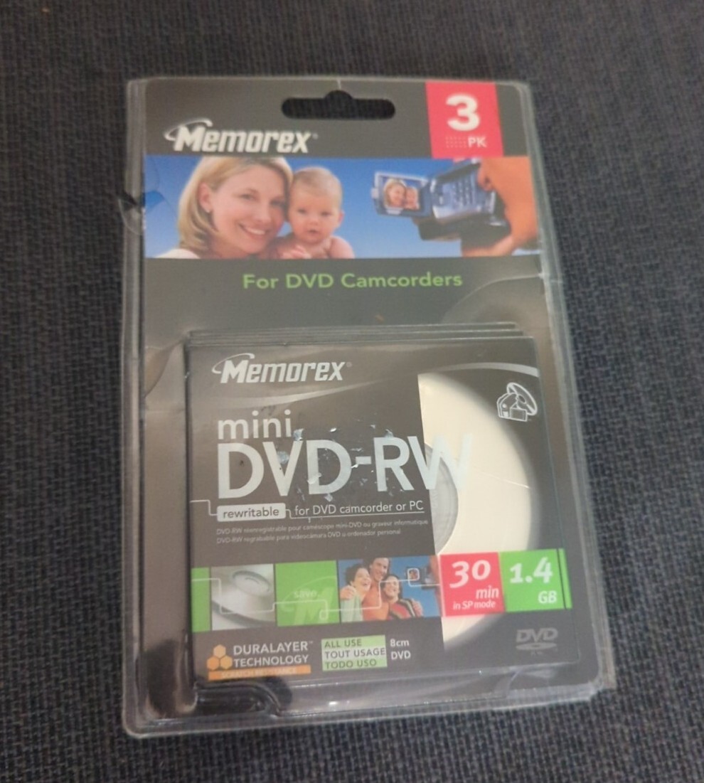 Memorex Mini DVD-RW 3 Pack 2X 1.4GB 30 min Single Sided DVD Camcorder ...