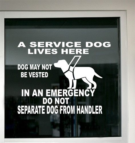 Service Dog Lives Here Vinyl Decal Sticker 8" w x 7" h for Home Windows ...