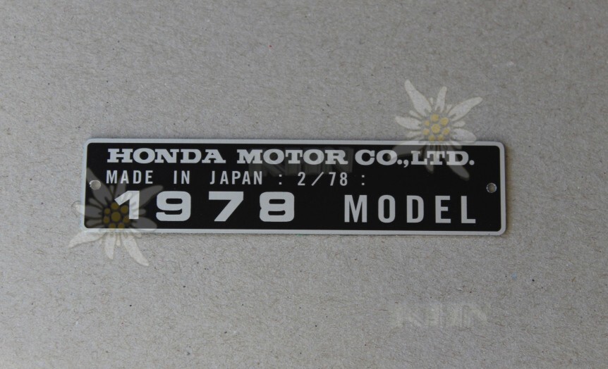 HONDA Z50 - 1978 MODEL 2-78 MFD HEADTUBE ID TAG PLATE ALU NOT PLASTIC ...