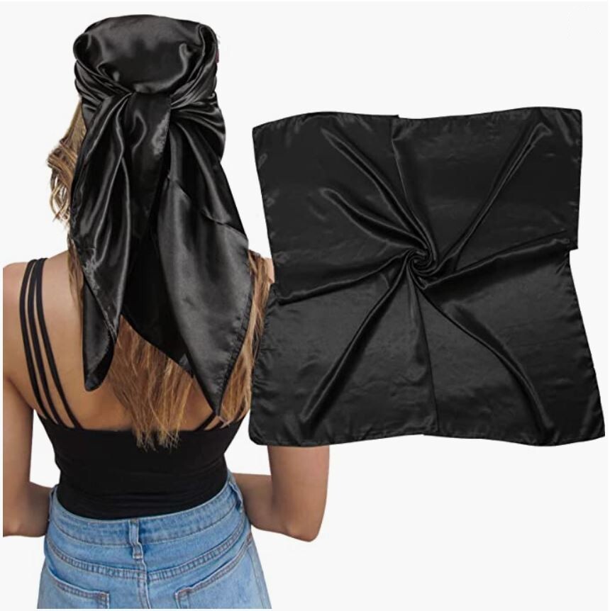 Large Silk Feel Satin Scarf Head Square Wrap Neck Neckerchief Shawl ...