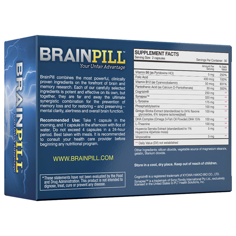 BRAINPILL Nootropics Focus Memory Mental Stamina Brain Pill Supplement ...