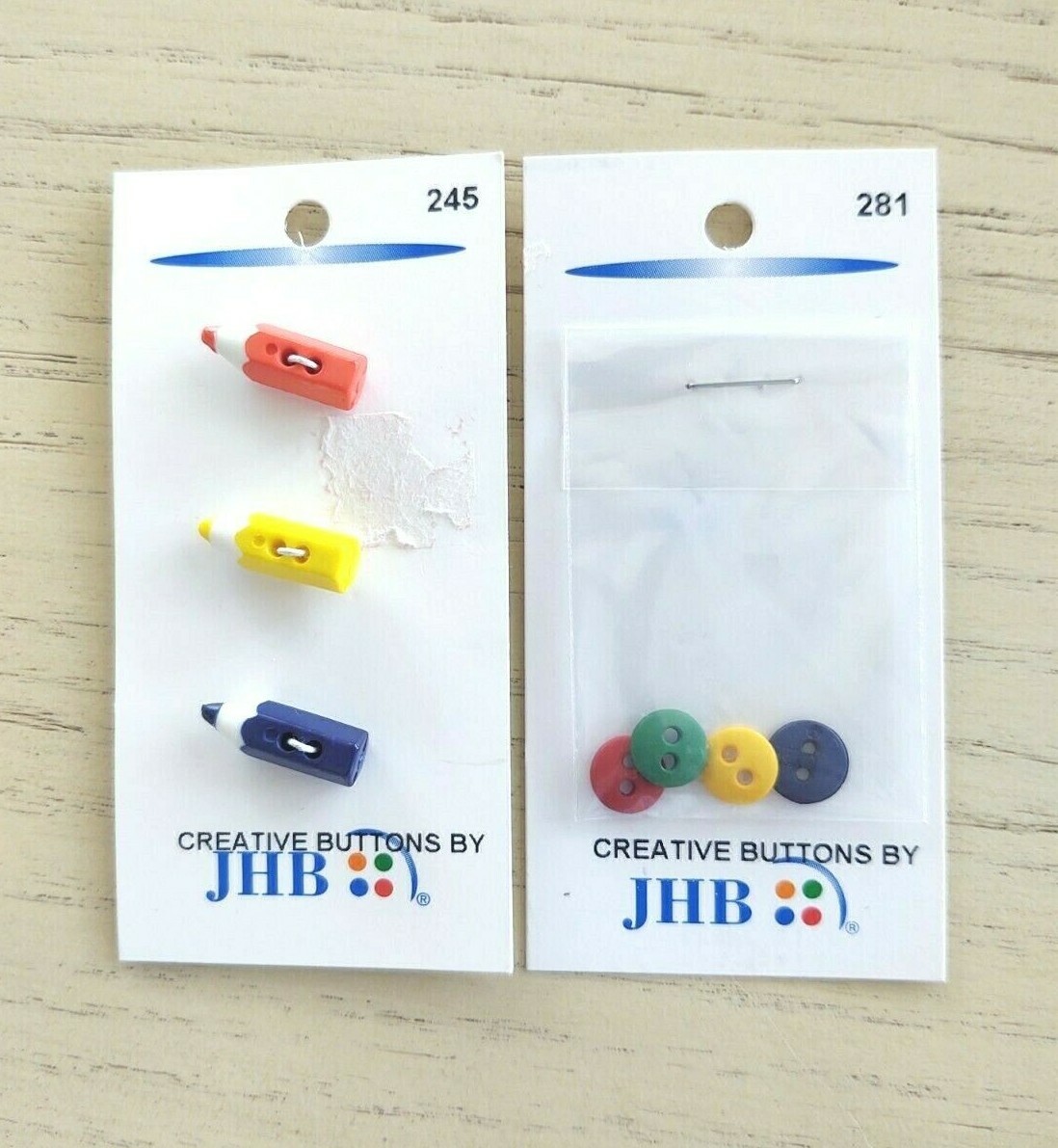 Vintage JHB Pencil Crayon Buttons and Round Buttons to Match Primary ...