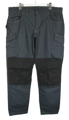 Blaklader Workwear Men's Jeans UK 42R Blue Zip Fly Pockets Patches On ...