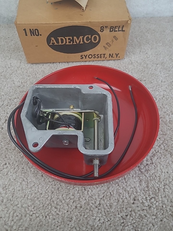 Red Fire Alarm Bell Ademco Alarm Device Mfg Co Model AD8 New Open Box ...