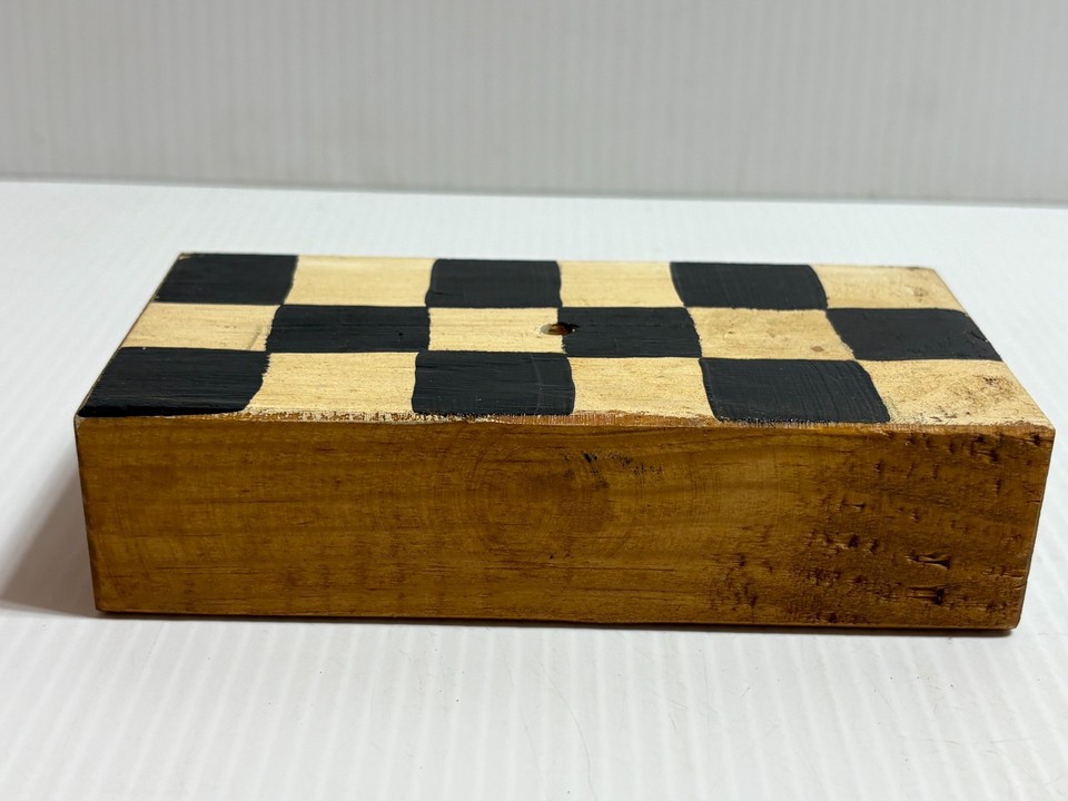 Checkered Black White Wood Base for Nancy Thomas Angel Figurine 6" Folk ...