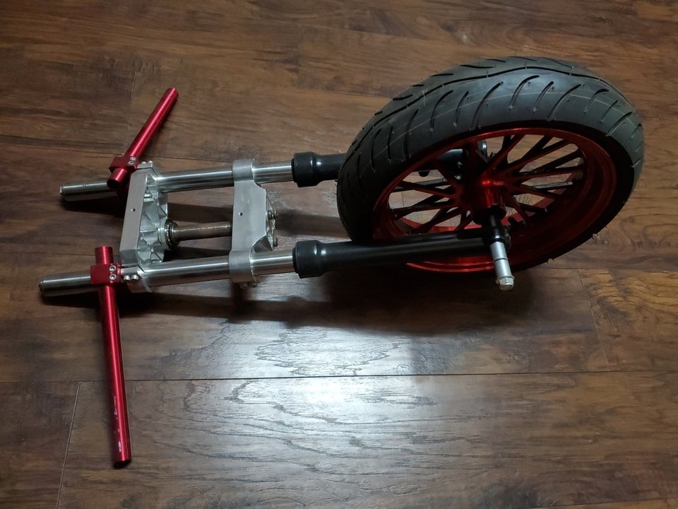 Custom Mini Bike Front End Anodized Red 12" Wheel Forks Bars Billet ...