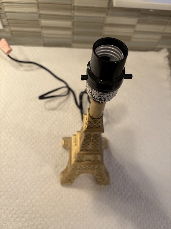 INTERTEK 14" EIFFEL TOWER Brass Colored Desk / Bedside Lamp NO SHADE | eBay