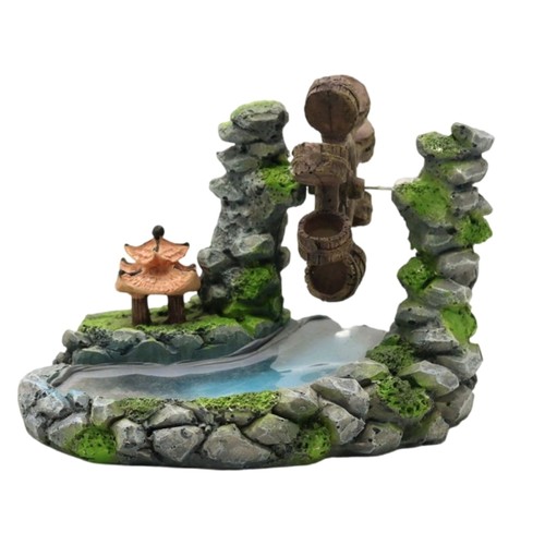 Aquariums Decorations Landscaping Resin Rockery Waterwheel Figurine for ...