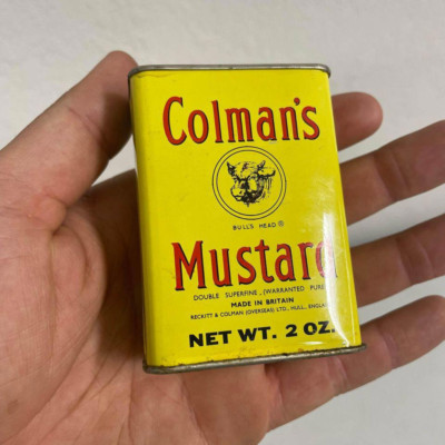 Vintage Yellow Colman's Mustard Spice Tin Box Advertising Piece - HN | eBay