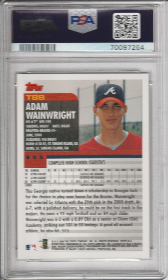 2000 Topps Traded Adam Wainwright RC Rookie #T88 PSA 8 Certification ...