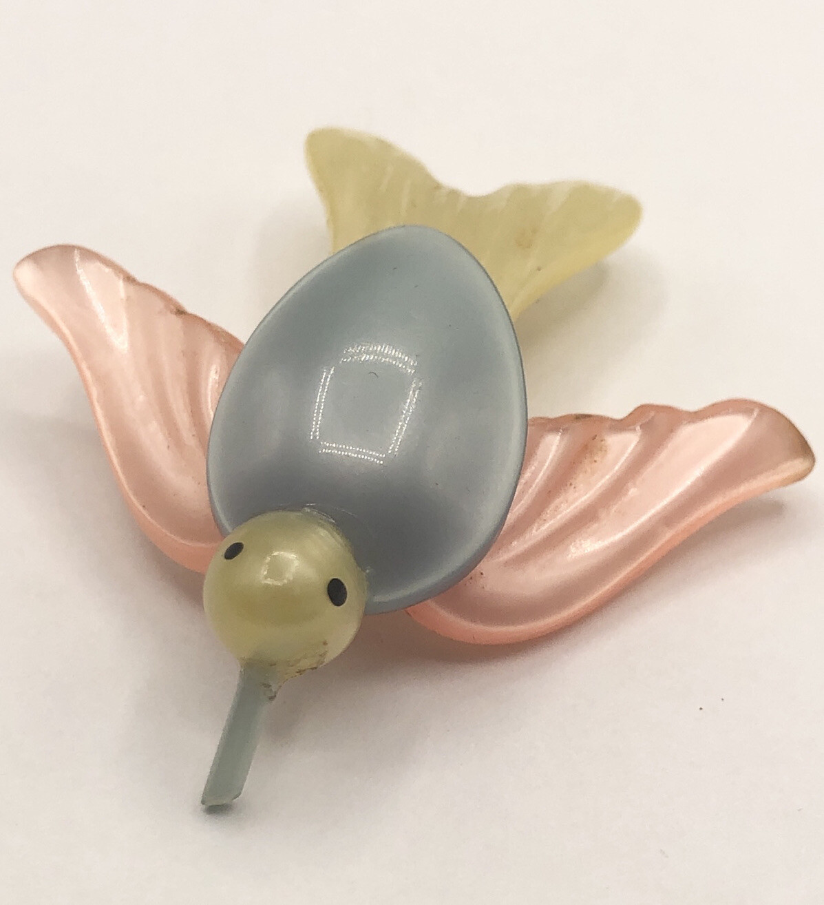 Vintage plastic resin acrylic colorful bird brooch pin - Gem