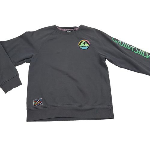 Quiksilver Sweatshirt Boys 12-14 Gray Fleece Lined Raglan Sleeve ...